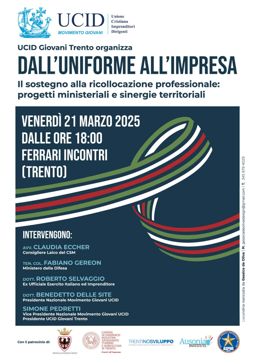Dall’uniforme all’impresa.Evento del Movimento UCID Giovani a Trento.21 marzo 2025 ore 18,00 ...